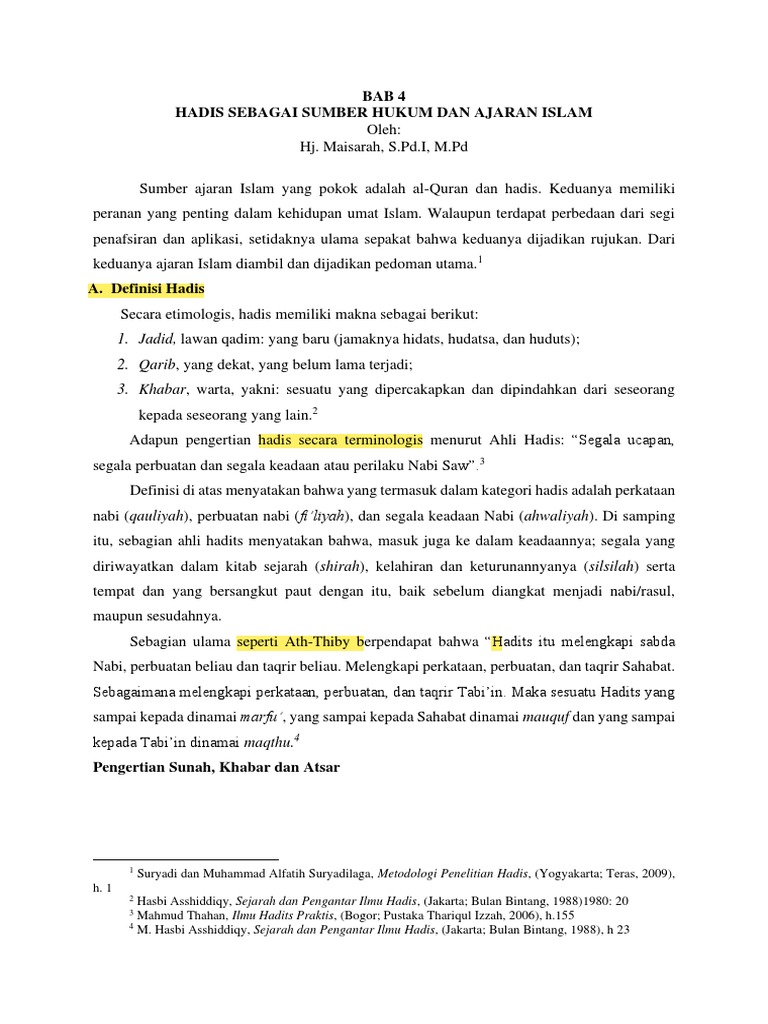 Hadis: Sumber Hukum dan Ajaran Islam | PDF