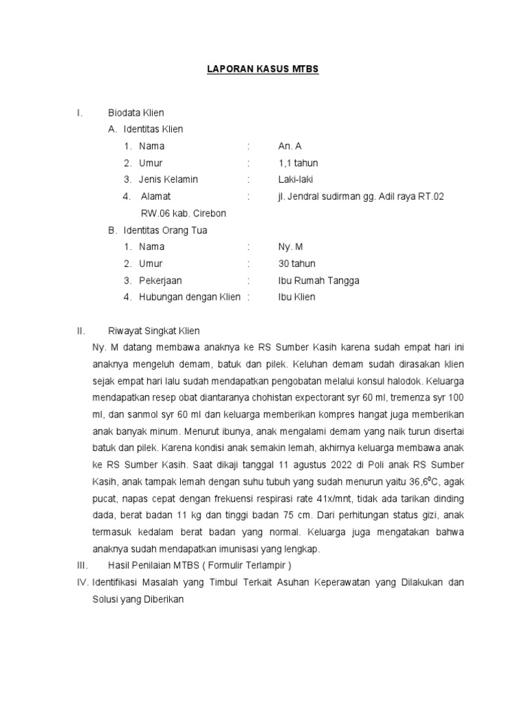 LAPORAN KASUS MTBS KTSP | PDF