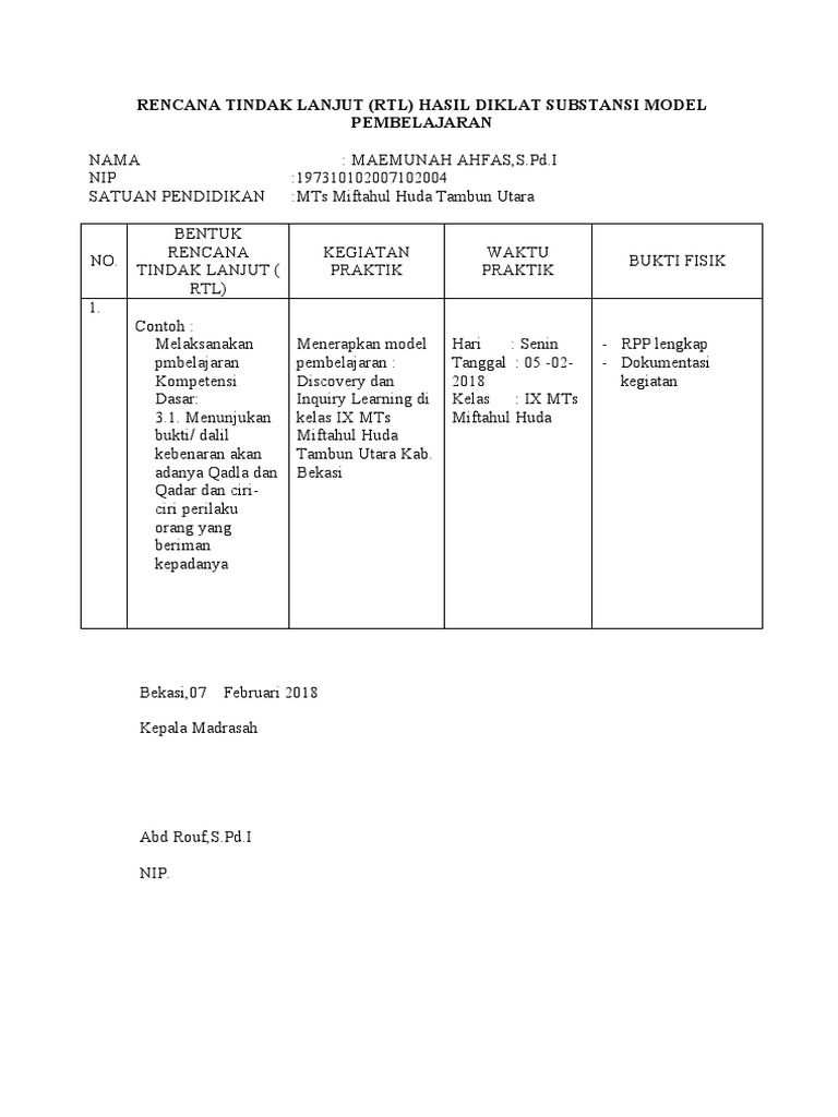 LK 3. RTL Model Pembelajaran | PDF