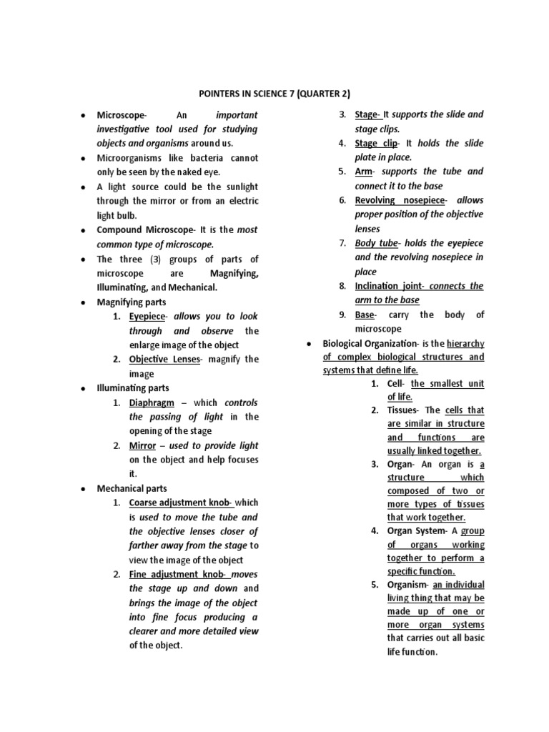 Pointers in Science 7-Q2 | PDF | Cell (Biology) | Reproduction