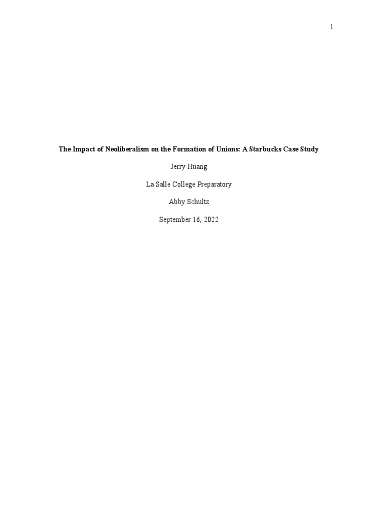 The Impact of Neoliberalism On The Formation of Unions A Starbucks Case ...