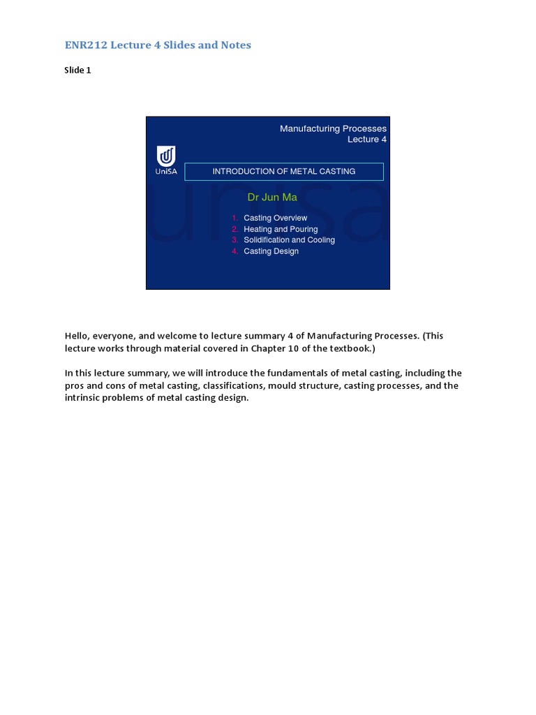 Lecture 4 Slides and Notes (410 KB) | PDF | Casting (Metalworking ... Lecture 4 Slides and Notes (410 KB) | PDF | Casting (Metalworking ...