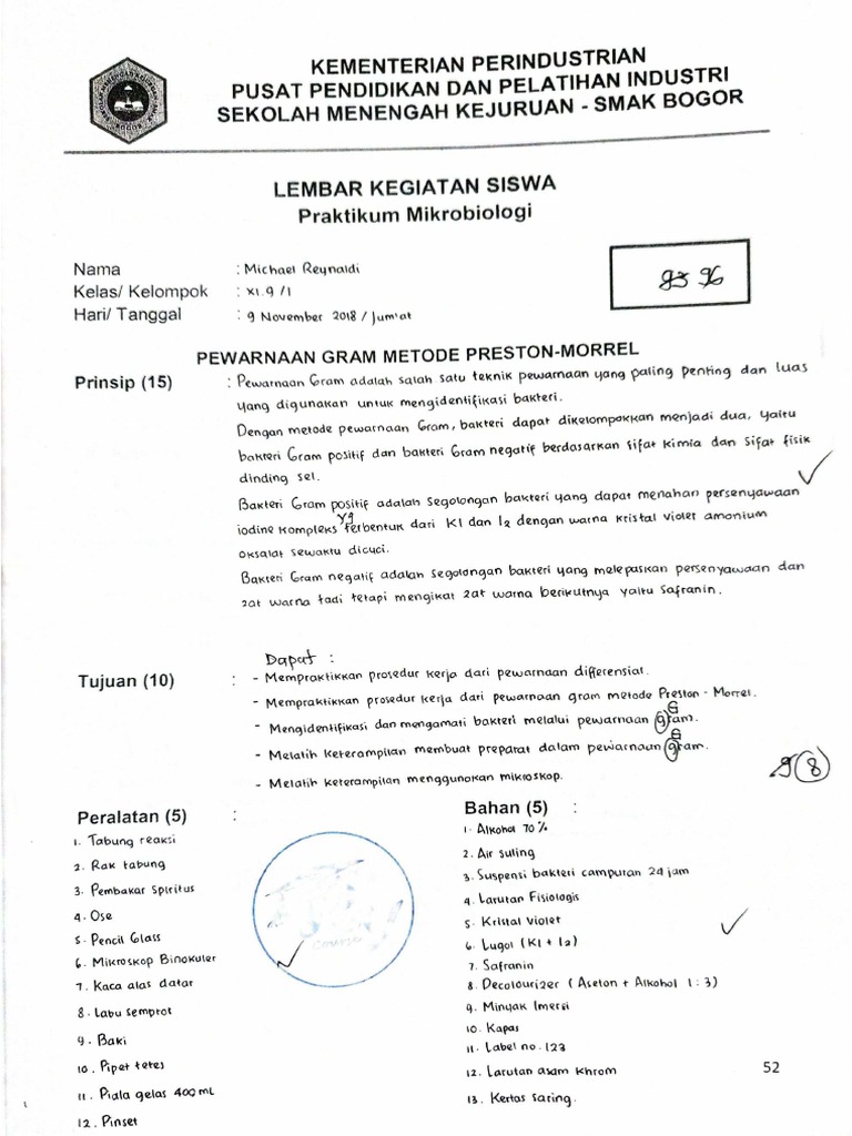 Pewarnaan Gram Metode Preston-Morrel | PDF