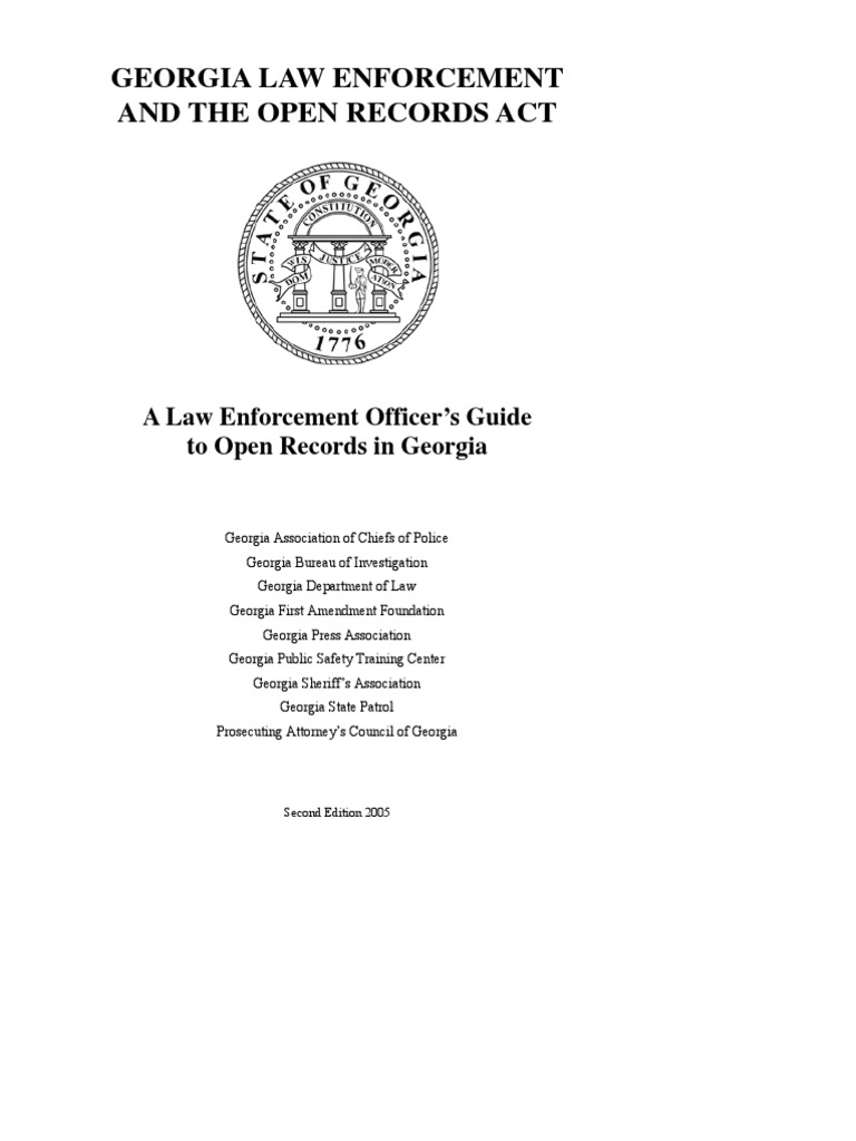Georgia Law Enforcement Open Records Guide | PDF | Criminal Record ...