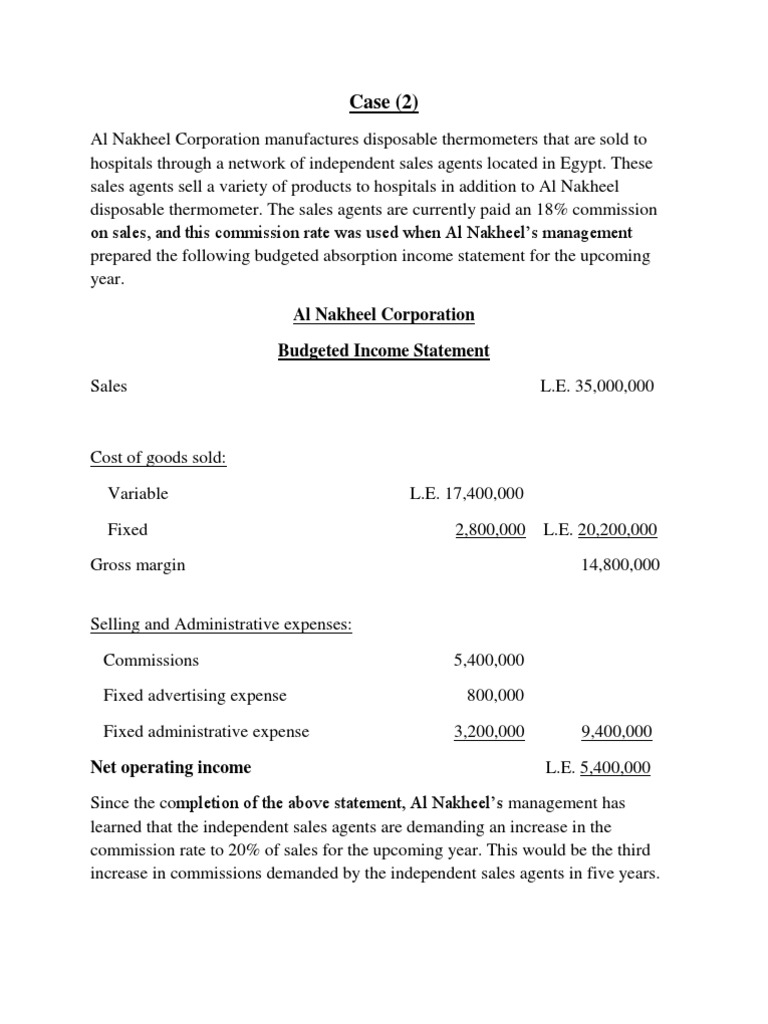 Case 2 Updated | PDF | Sales | Income Statement
