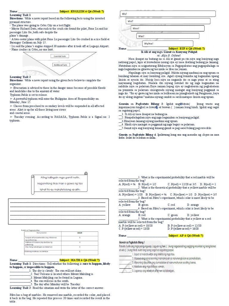 Activity Sheets Q4 Wk. 7 | PDF