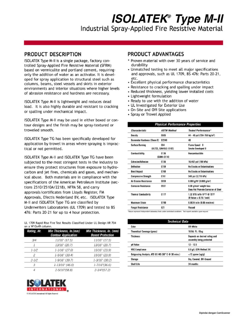 Isolatek Type M-II (Industrial) Pds | PDF
