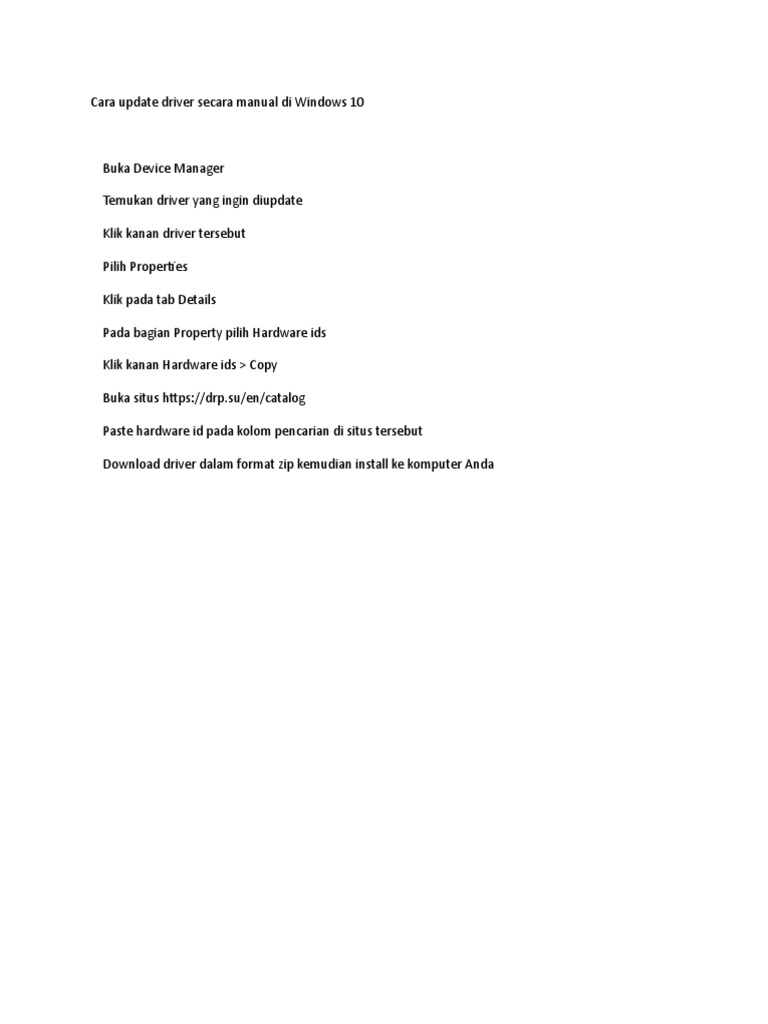 Cara Update Driver Secara Manual Di Windows 10 | PDF