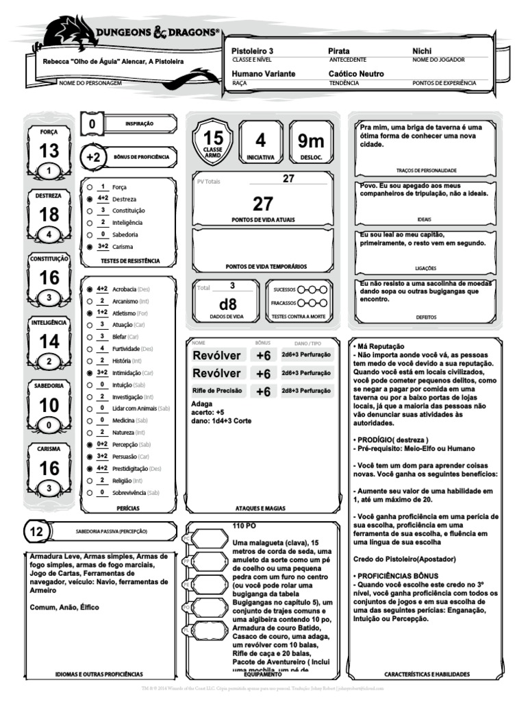D - D 5E - Ficha Automática | PDF