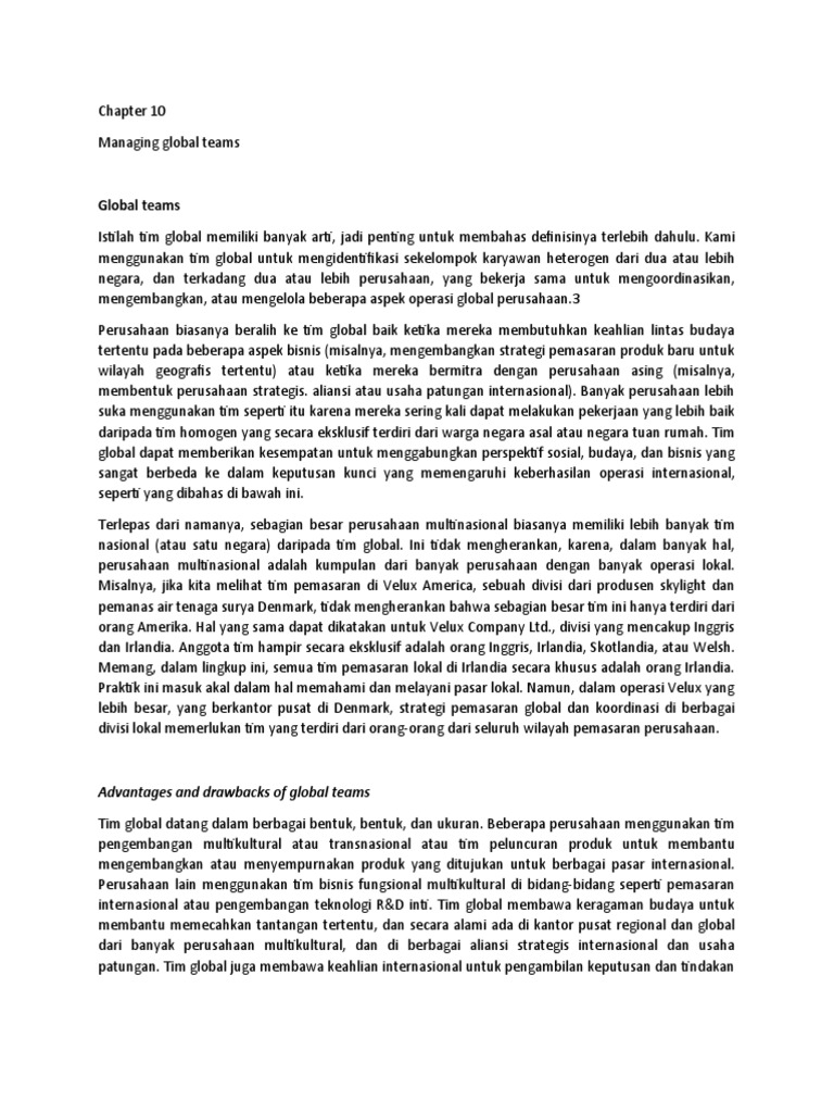 Chapter 10 Managing Global Teams | PDF