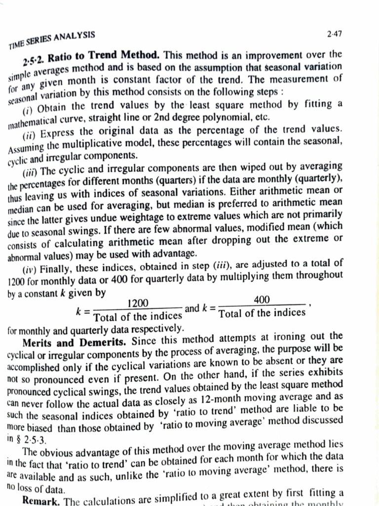 Ratio To Trend Method | PDF | Seasonality | Mean