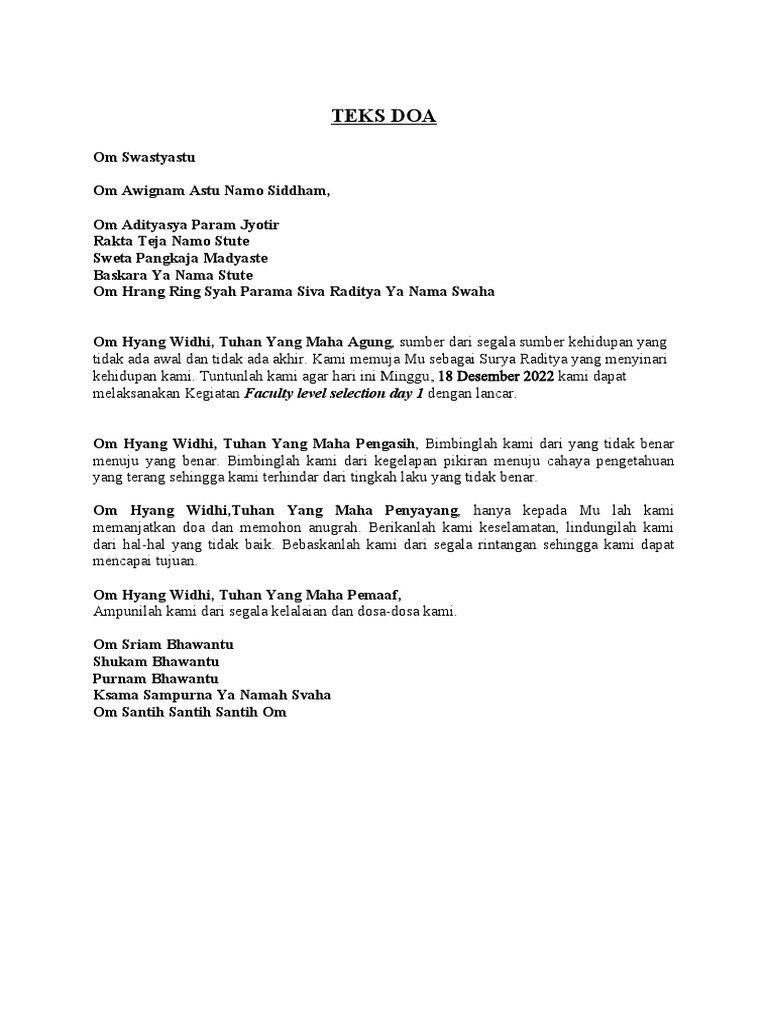 Teks Doa Day 1 | PDF