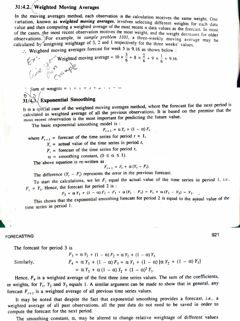 Weighted Average and Exponential Smoothing | PDF | Moving Average | Forecasting