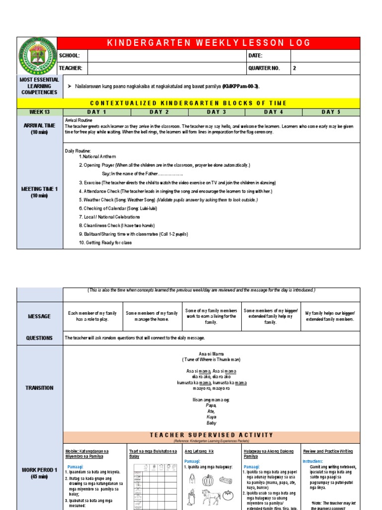Q2 - Kinder-WLL-Week-13 | PDF | Psychological Concepts | Behavior Modification