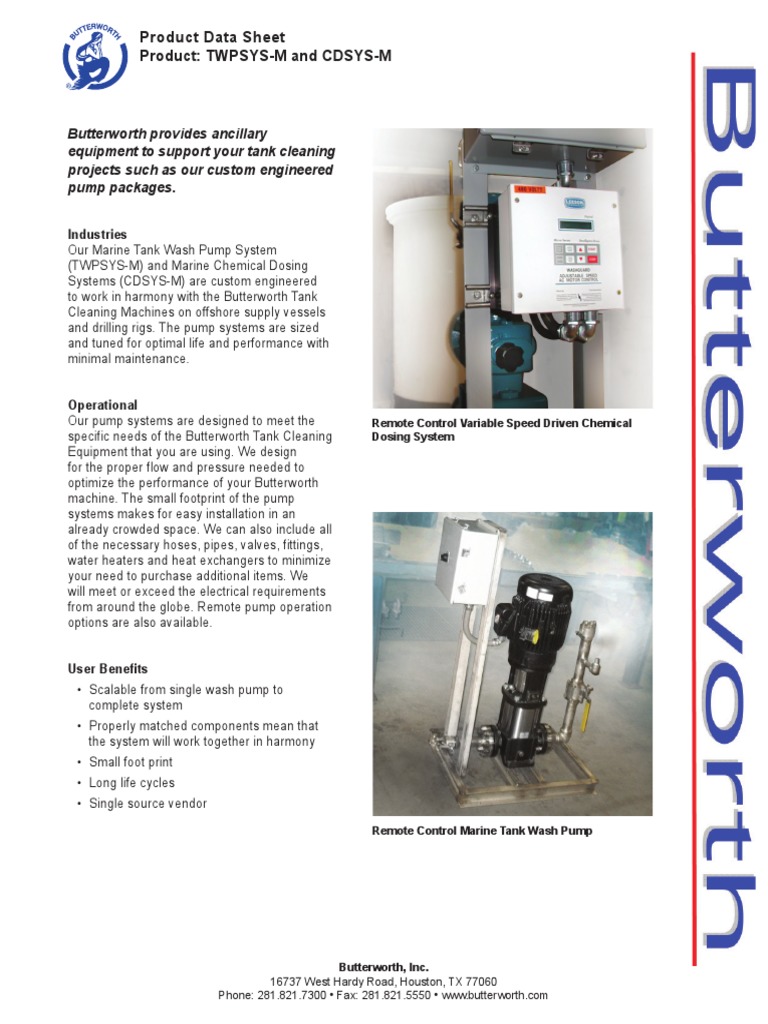 Marine Tank Cleaning Pump Packages | PDF | Pump | Mechanical Engineering