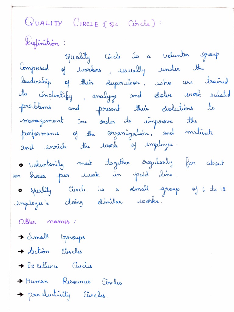 Quality Circle Notes | PDF