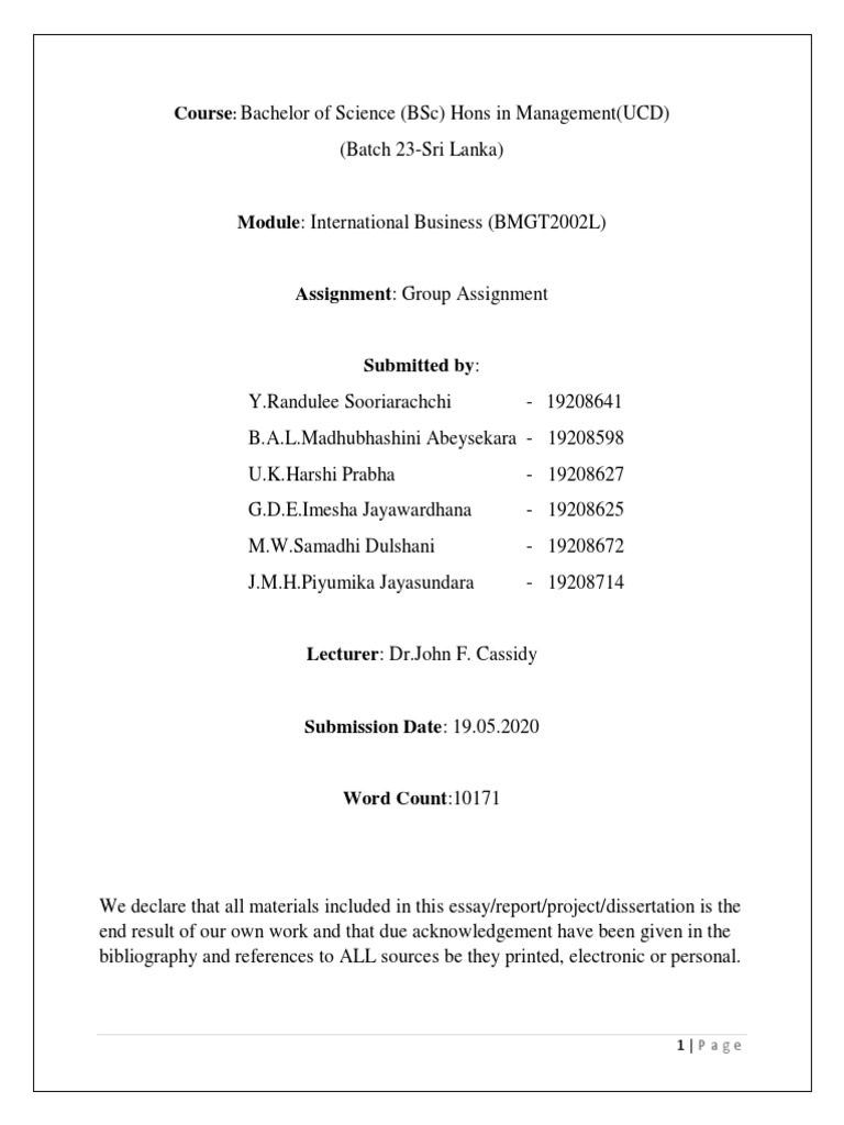 Group Assignment - Batch 23 SL | Download Free PDF | Tea | The United ... Group Assignment - Batch 23 SL | Download Free PDF | Tea | The United ...