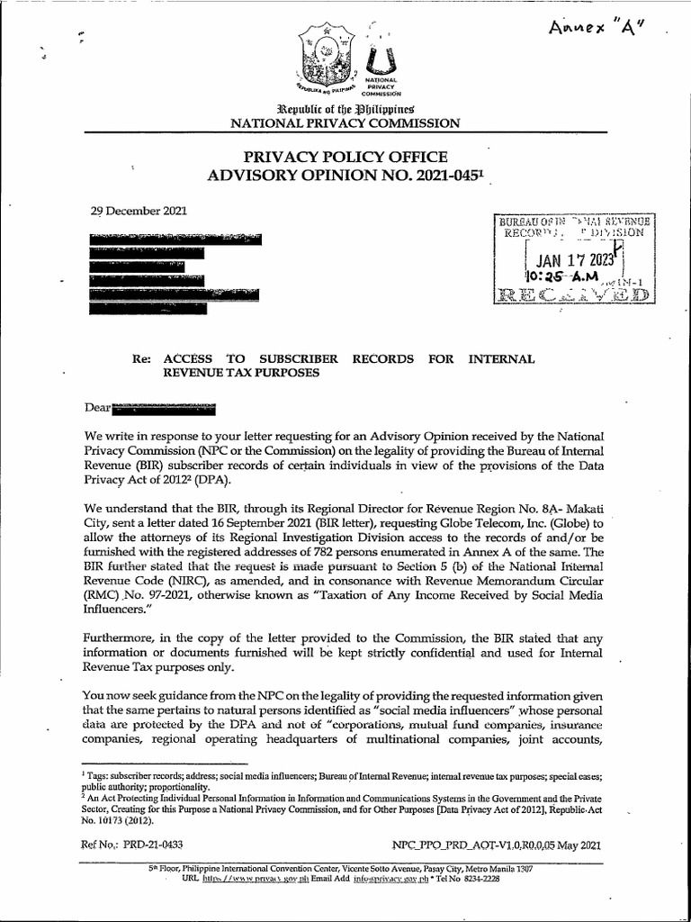 RMC No. 6-2023 Annex A | PDF