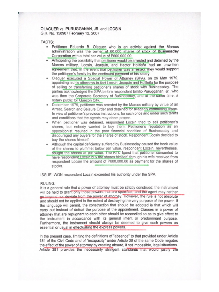 Olaguer VS Purugganan JR Locsin | PDF