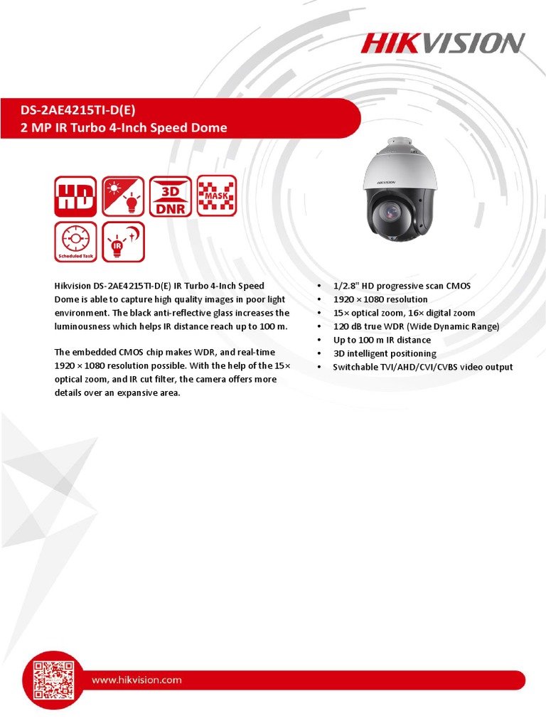 Datasheet of DS 2AE4215TI DE - V3.51 - 20220126 | PDF | Zoom Lens ...