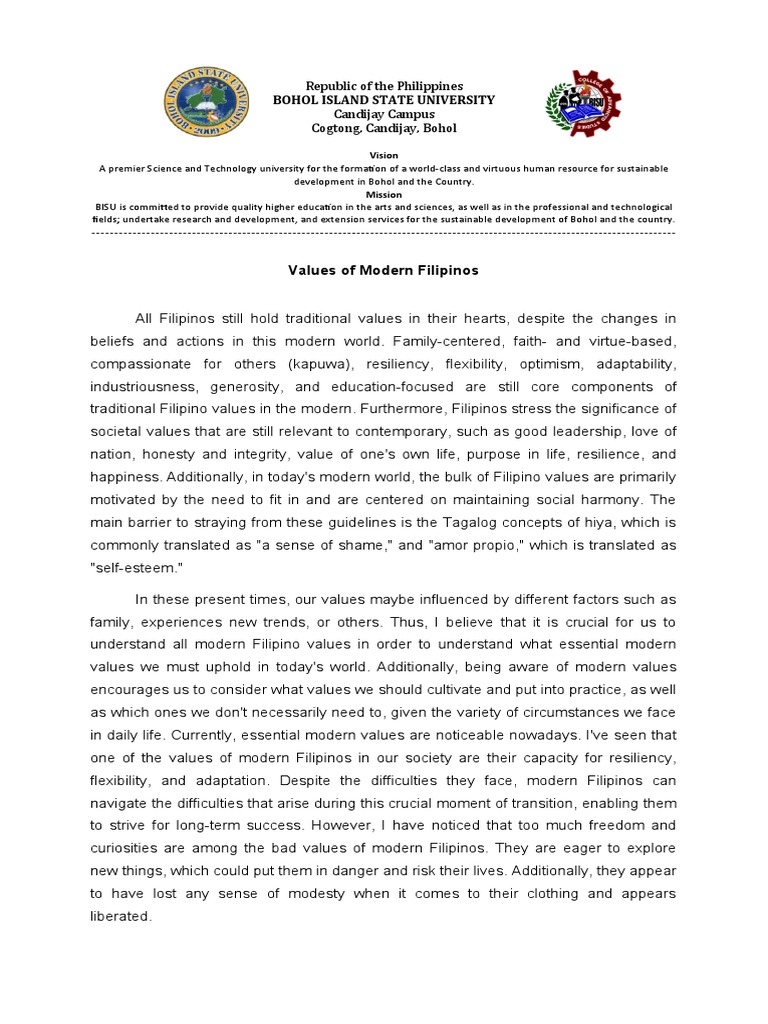 Values of Modern Filipinos | PDF | Psychological Resilience | Philippines
