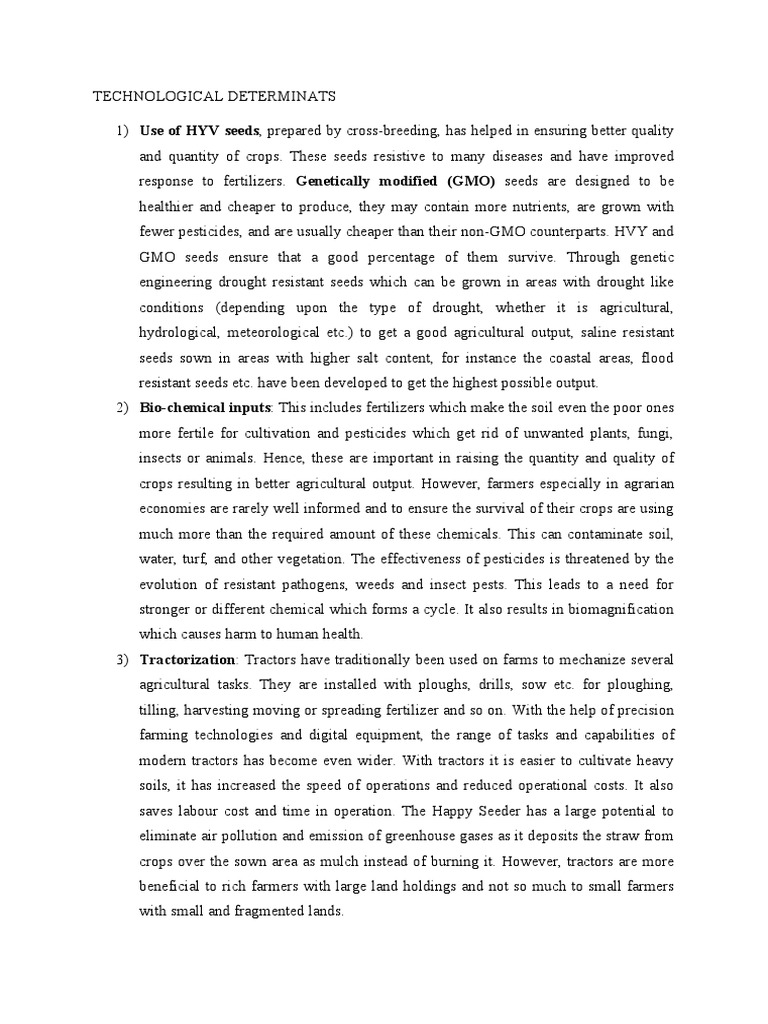 Technological Determinants of Agriculture | PDF Technological Determinants of Agriculture | PDF