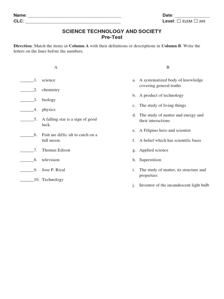 10 Science, Technology and Society Activities | PDF | Science ...