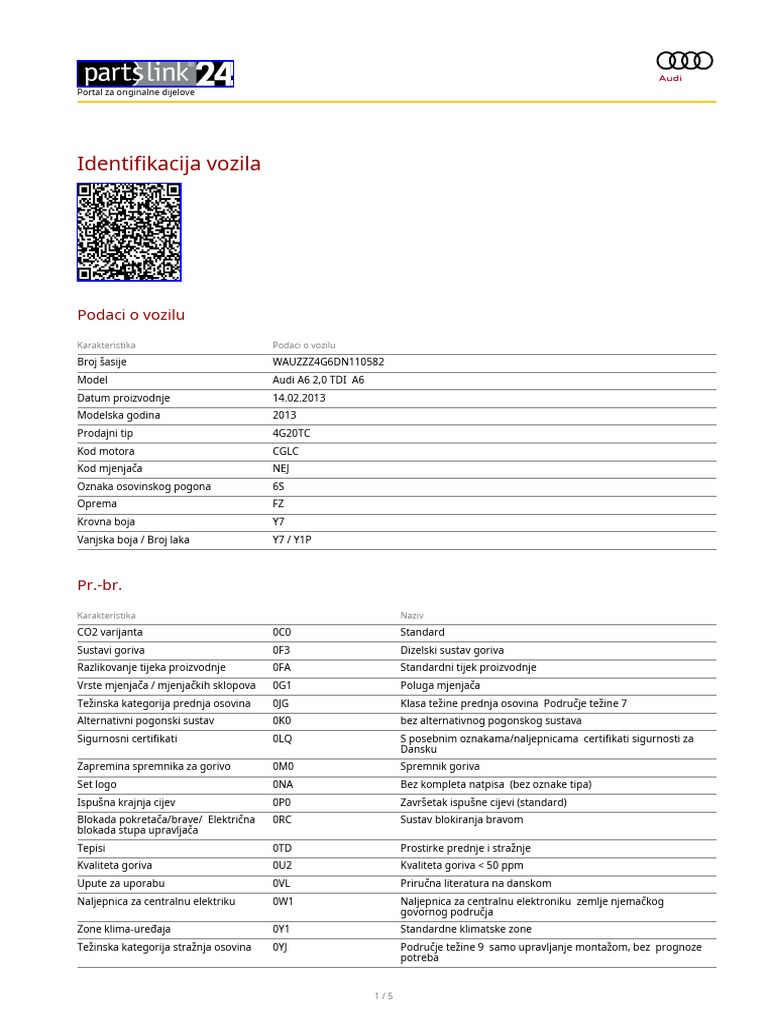 Identifikacija Vozila: Podaci o Vozilu | PDF