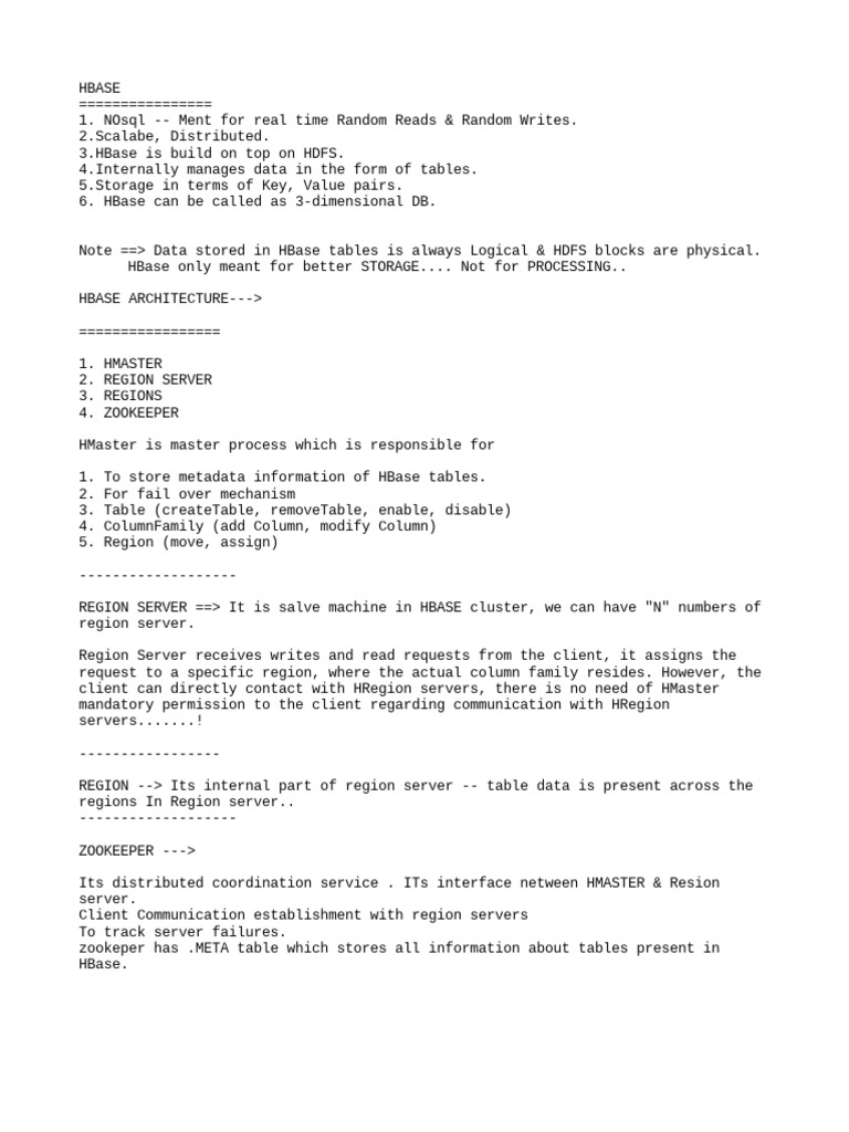 HBASE-Architecture-Notes | PDF