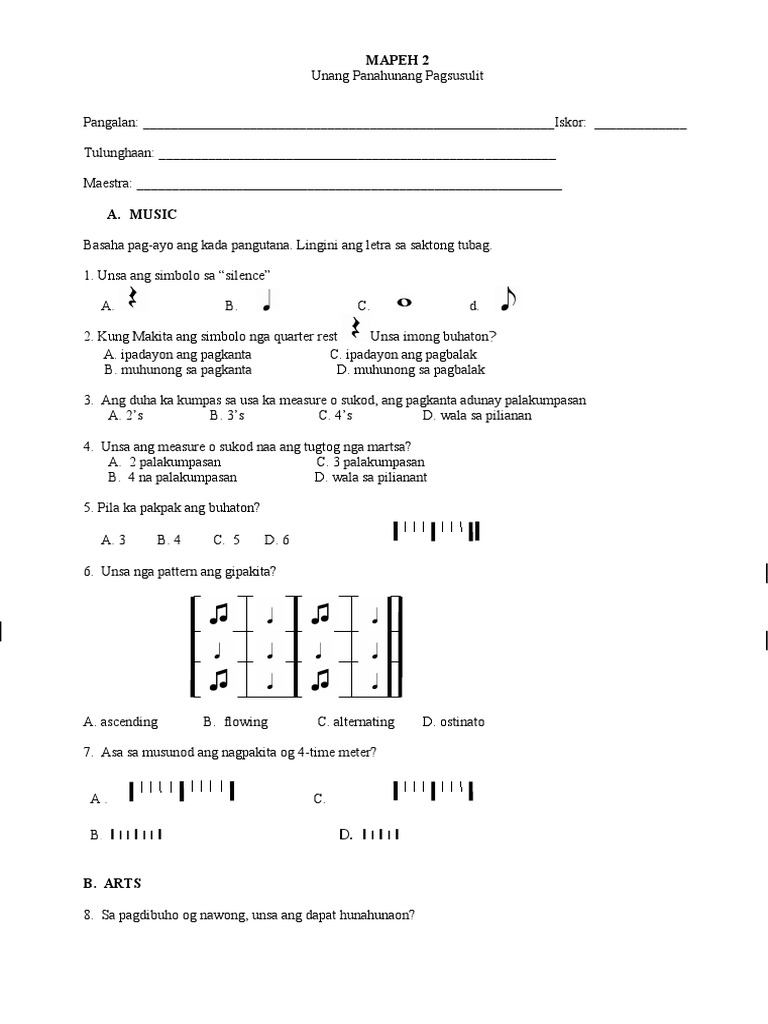 PT - Mapeh 2 - Q1 | PDF