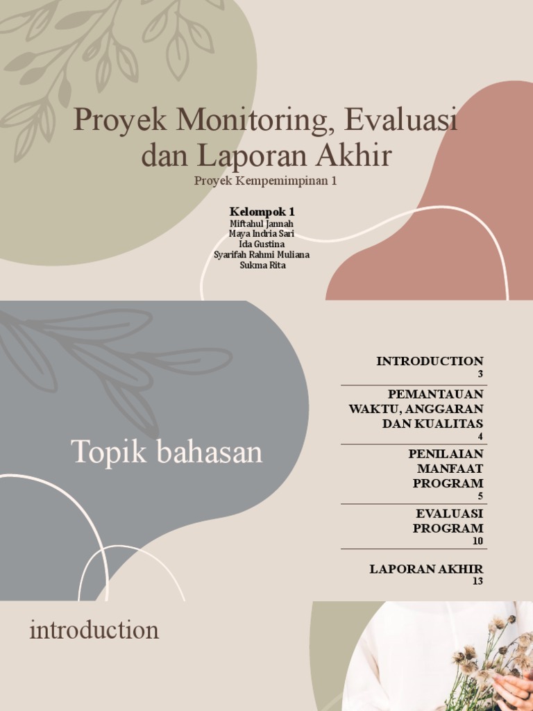 Demonstrasi Kontekstual Proyek Monitoring, Evaluasi Dan Laporan Akhir Kelompok 1 | PDF | Seni