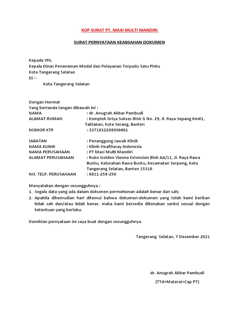 Surat Sah Dan Benar | PDF