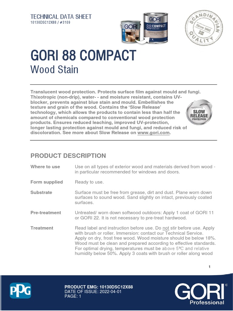 Gori 88 Technical Data Sheet | PDF | Wood | Varnish