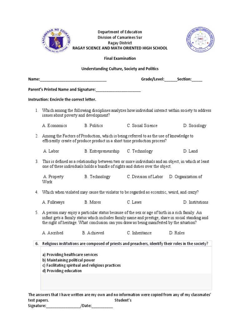 UCSP Final Exam 2023 | PDF | Social Stratification | Social Mobility