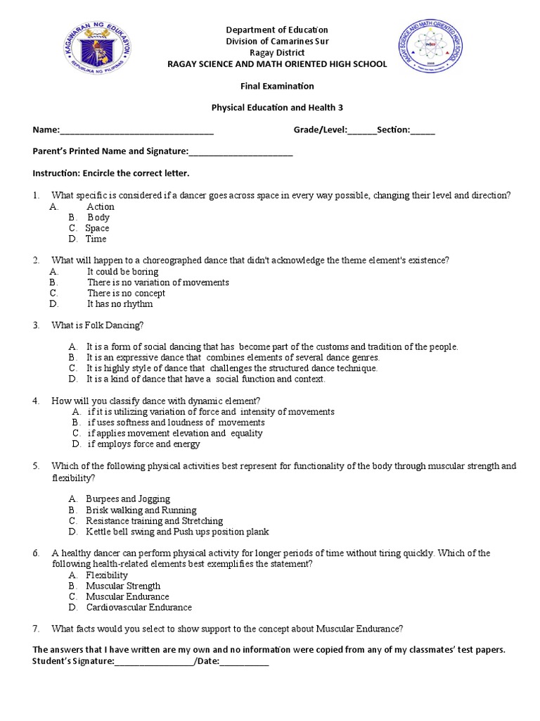 Exam PE 3 2023 Finals | PDF | Hyperthermia | Hypothermia