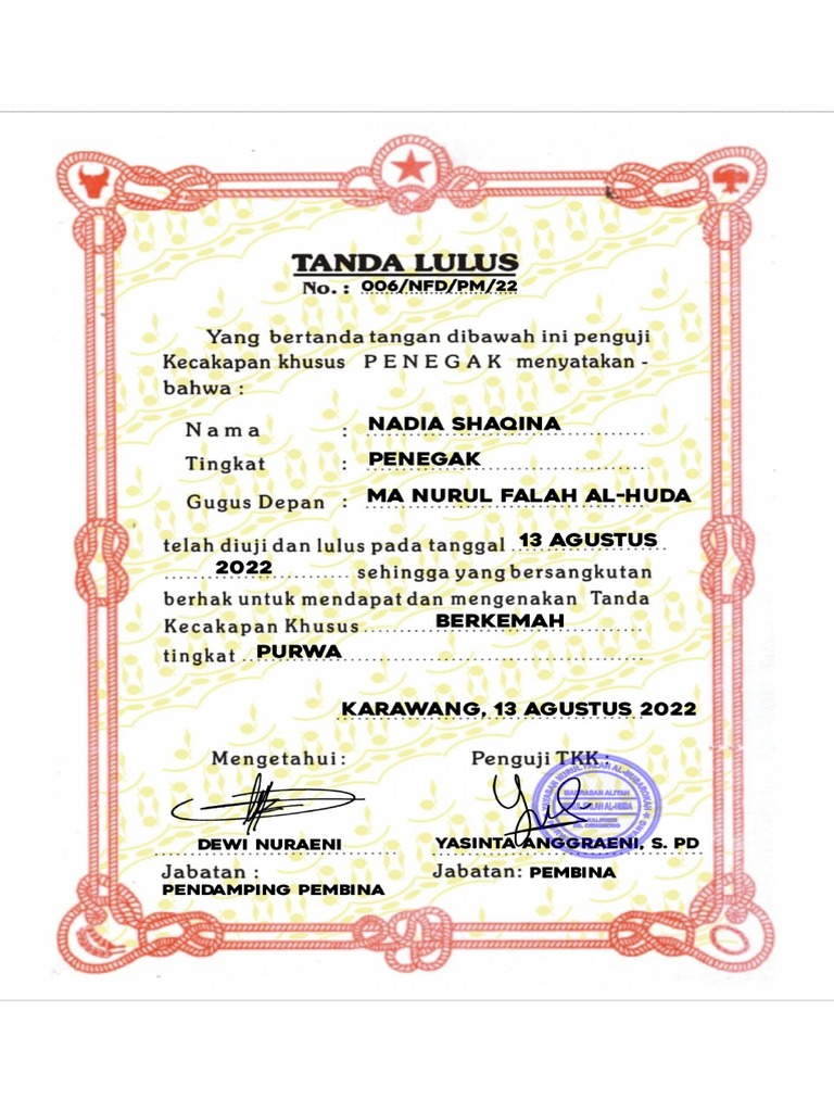 Sertifikat TKK SKK | PDF