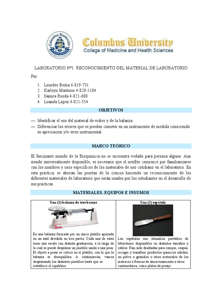 Laboratorio 1 - Bioq | PDF | Exactitud y precisión | Balanza