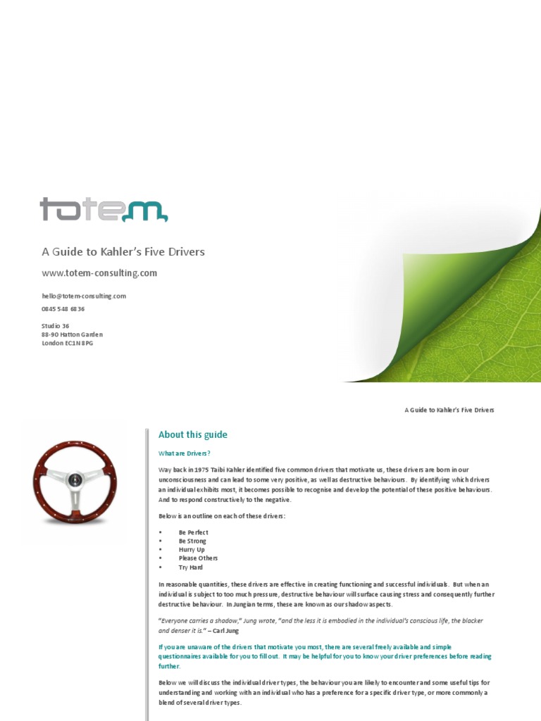 Transactional Analysis Drivers | PDF | Shadow (Psychology) | Psychology