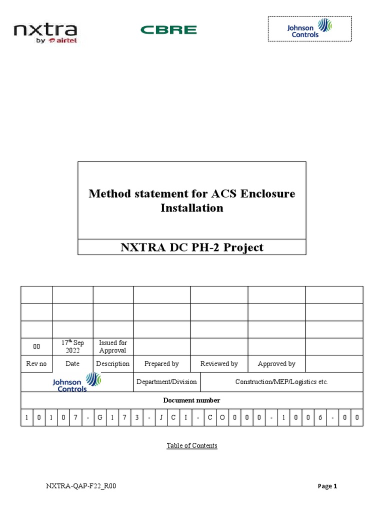 Method Statement For ACS Enclosure (Rev00) ELV2 | PDF | Screw ...