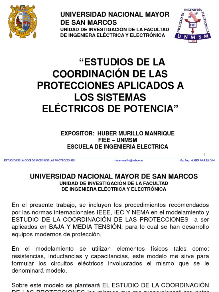 1 Estudio de La Coordinación de Las Protecciones. Julio 2021 | PDF | Relé | Energia electrica