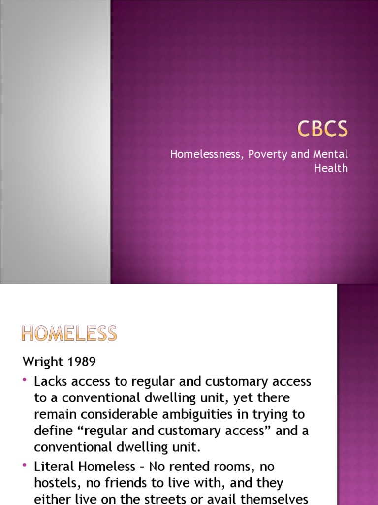 Homelessness, Poverty and Mental Health | PDF