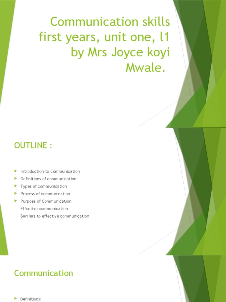 Communication Skills. First Years. Lesson 1 | PDF | Communication ...