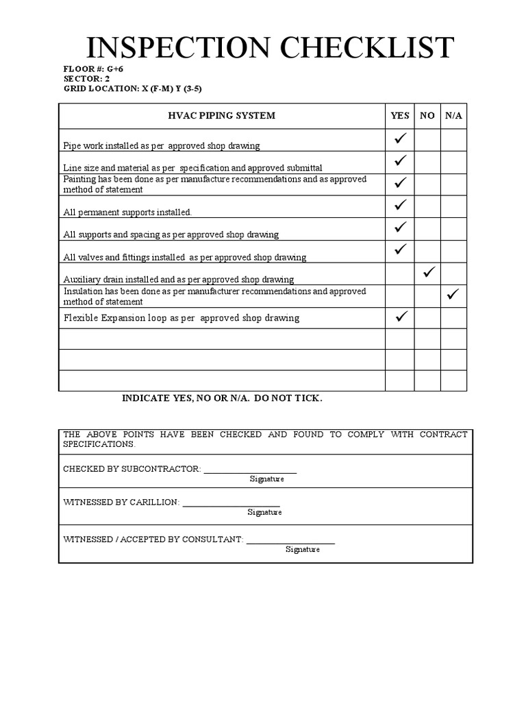Hydronic Piping Checklist | PDF