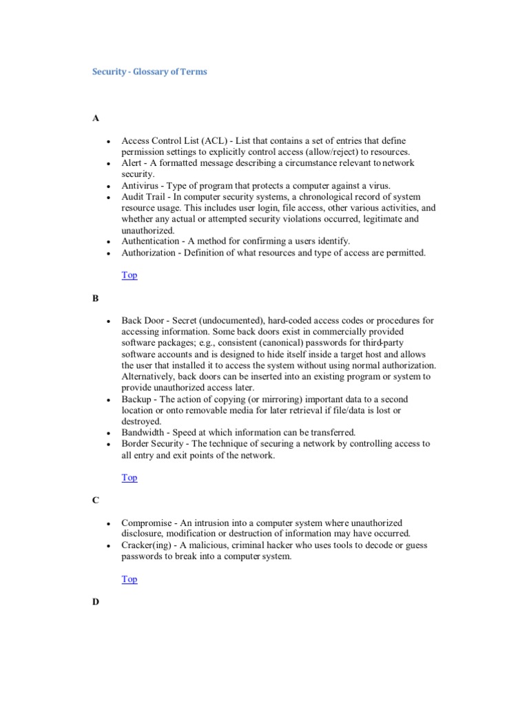 UCR Security Glossary | PDF