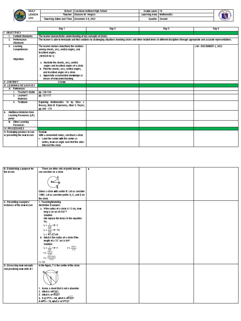 Q2 - Week 5 | PDF | Circle | Learning