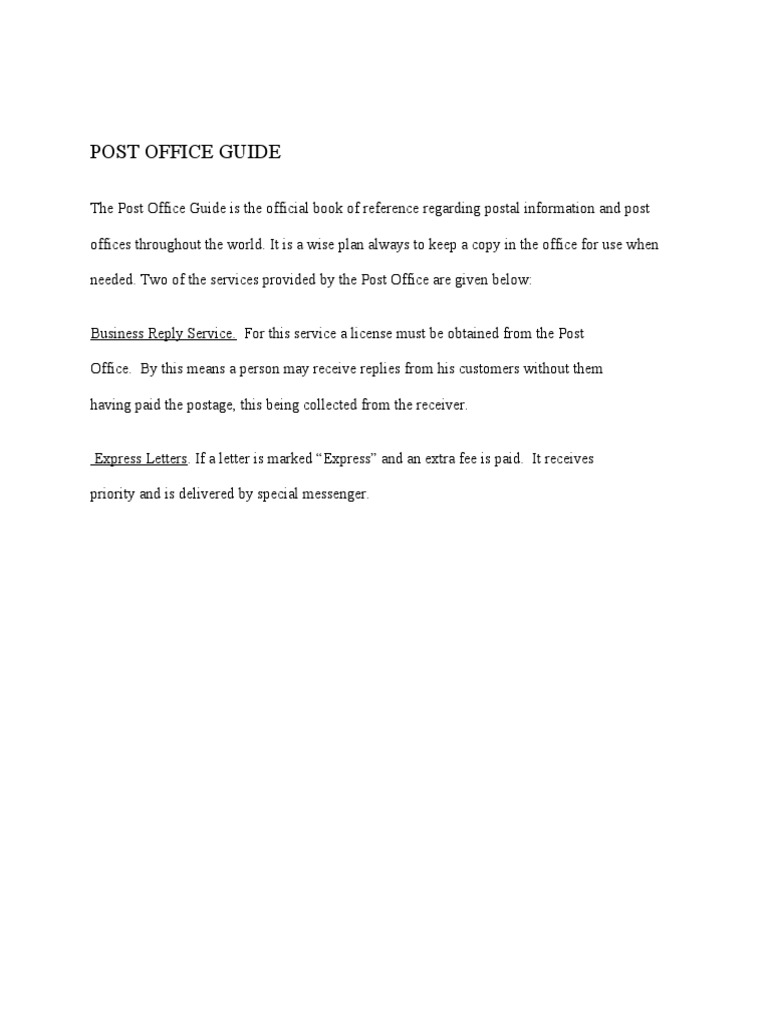 Post Office Guide | PDF | Business