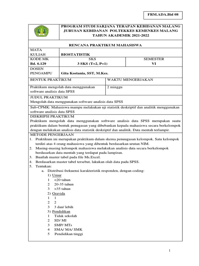 T5 - Praktikum 2-Rencana Tugas - Analisis SPSS | PDF