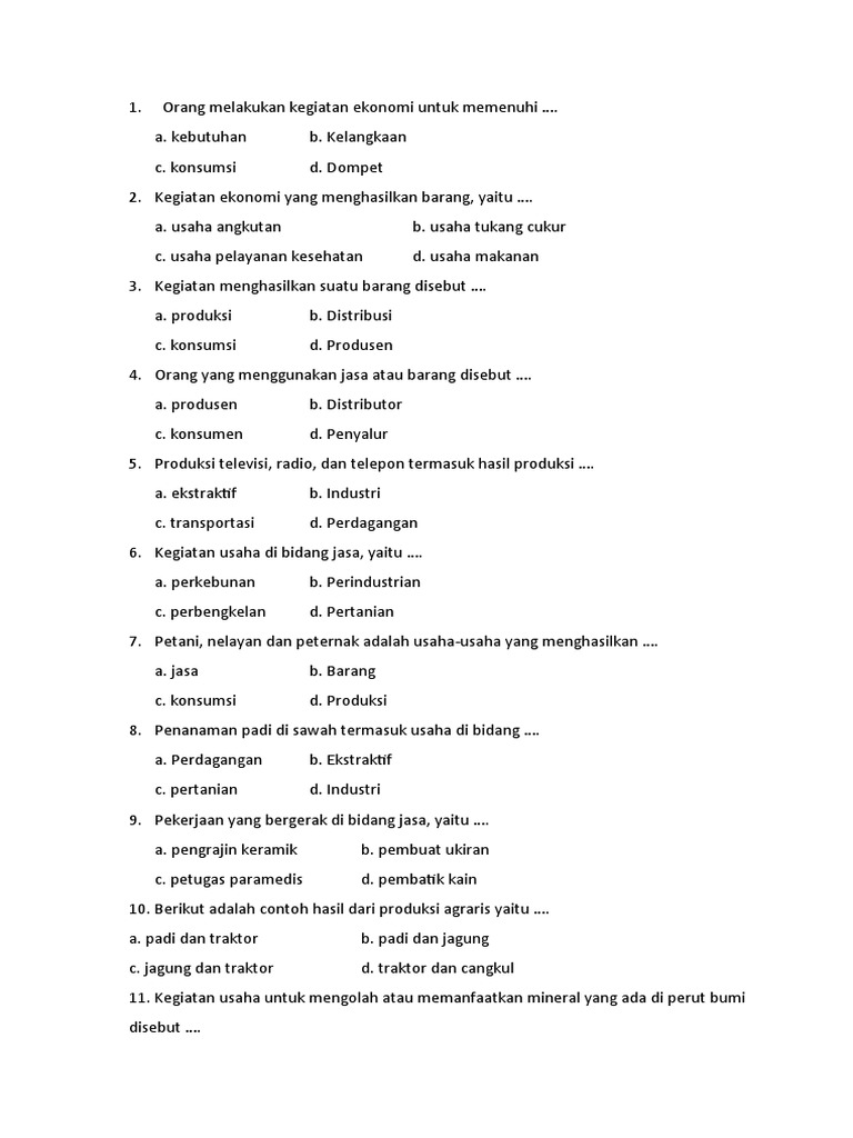 Jenis Usaha Berdasarkan Bidangnya | PDF