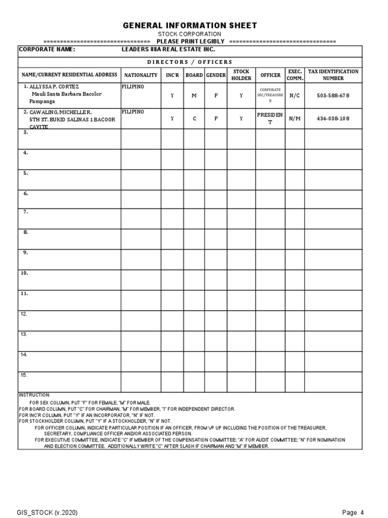 General Information Sheet | PDF