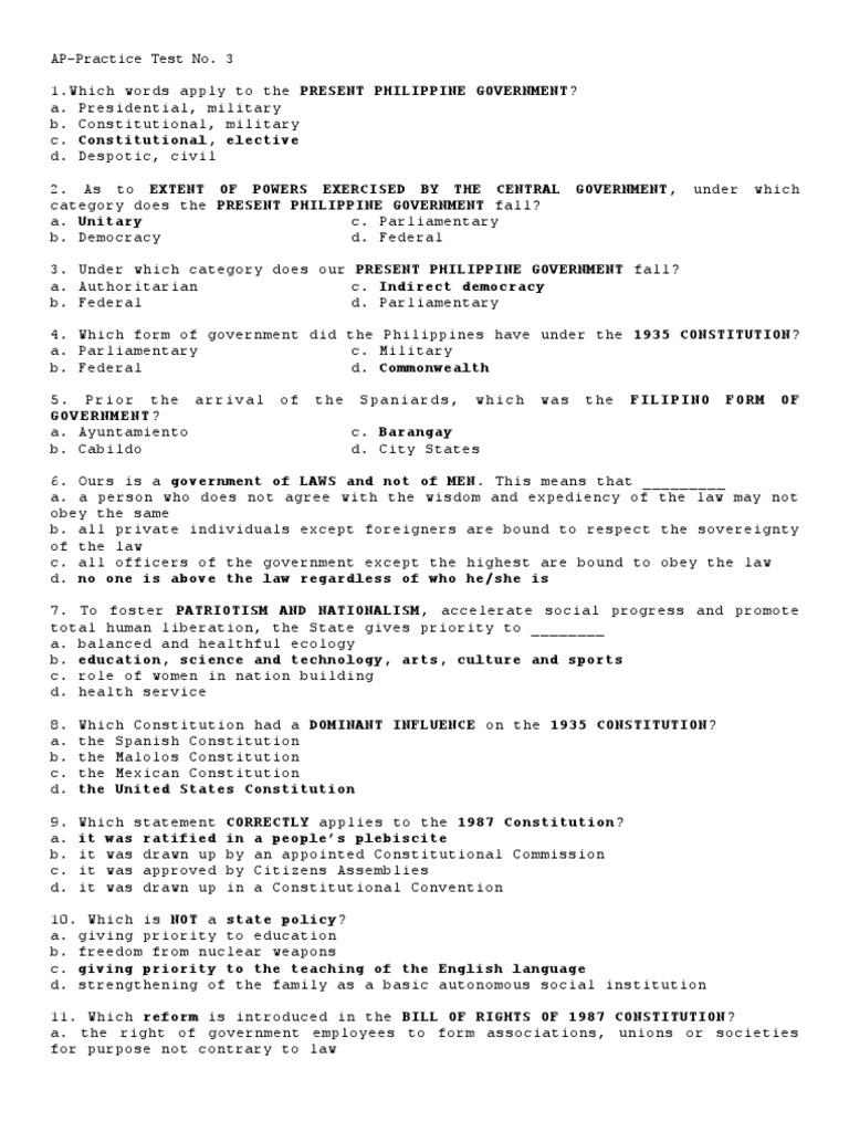 AP Practice Test No.3 150 | PDF